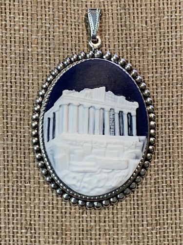 *NEW LISTING* RARE LARGE RAISED-RELIEF ACROPOLIS CAMEO PENDANT-blu ...