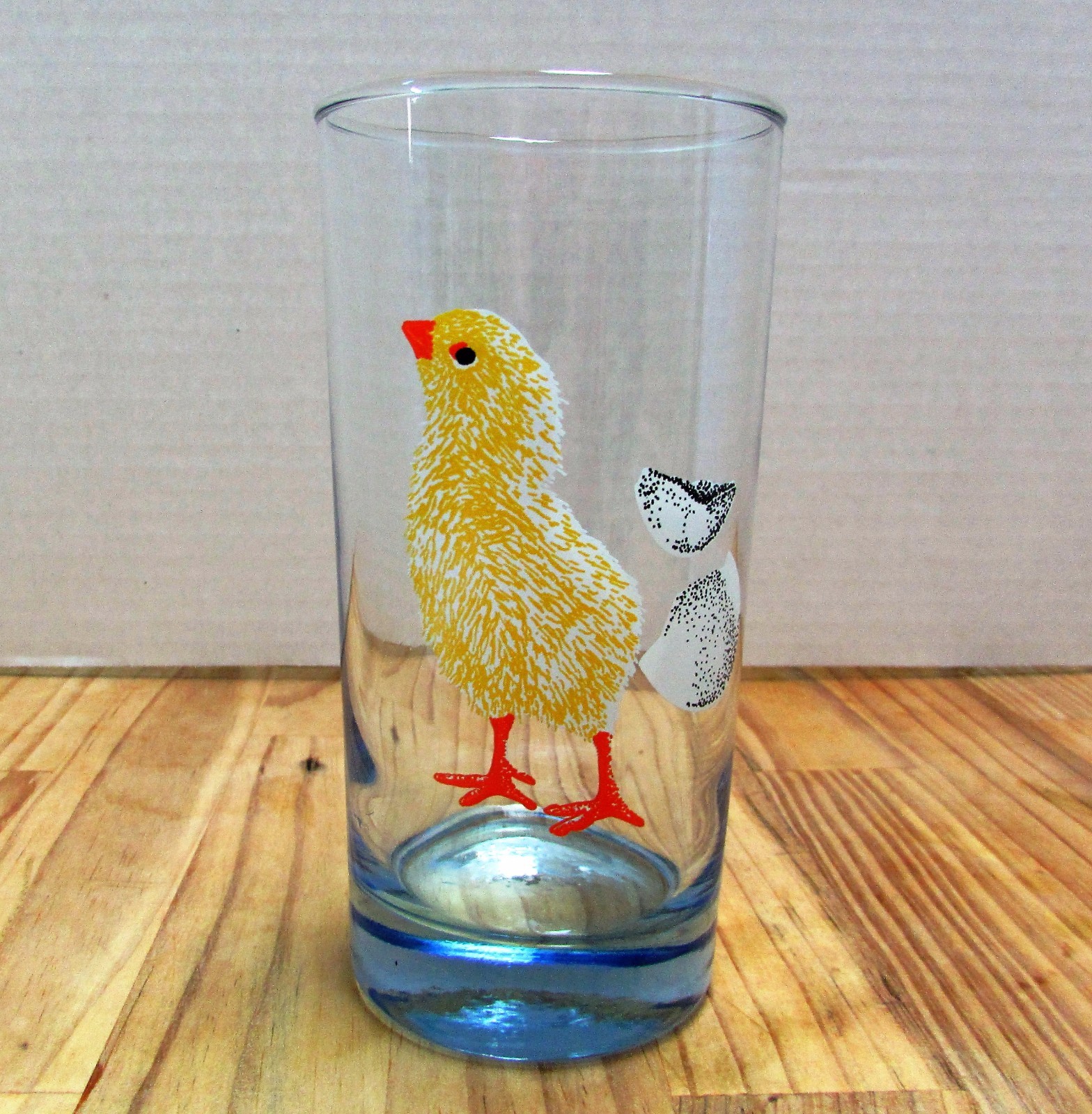 Hatching Chicken Egg Drinking Glass Beverage Tumbler Blue Clear Yellow ...