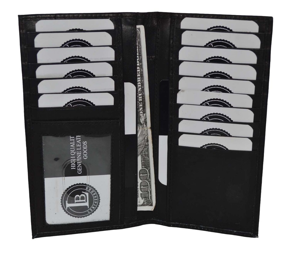 Leatherboss Genuine Leather Checkbook Cover Wallet with Credit Card ...