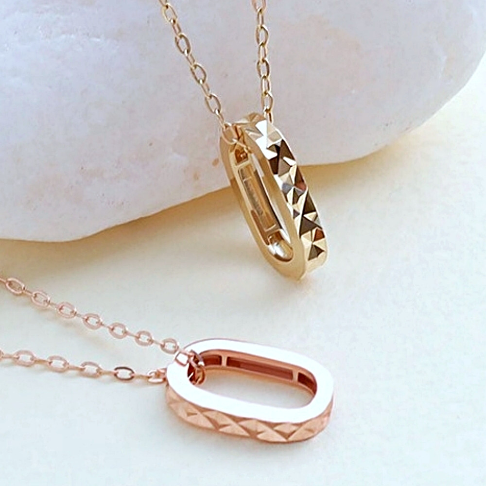 14K Solid Yellow Gold Pendent Simple Modern Cutting Ring (Without Chain ...