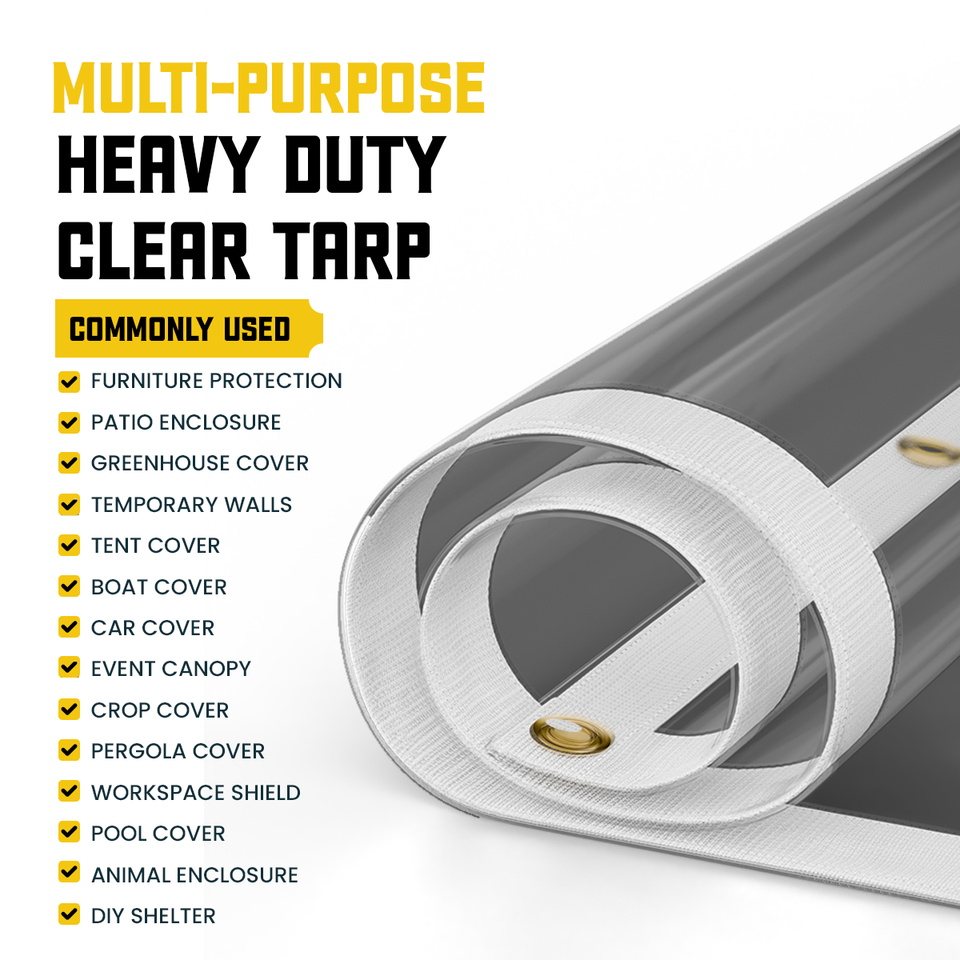 Heavy Duty Waterproof Clear Tarp with Grommets Transparent PVC Vinyl ...
