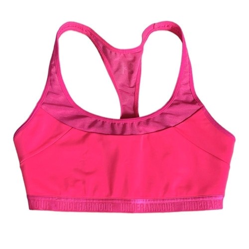 Under Armour Breathe Sports Bra Pink Racerback Mesh Logo Band S 26 ...