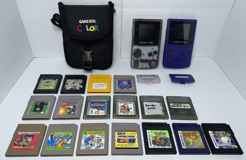 2x Nintendo Game Boy Color Console Bundle Atomic Grape w 17 Games ...
