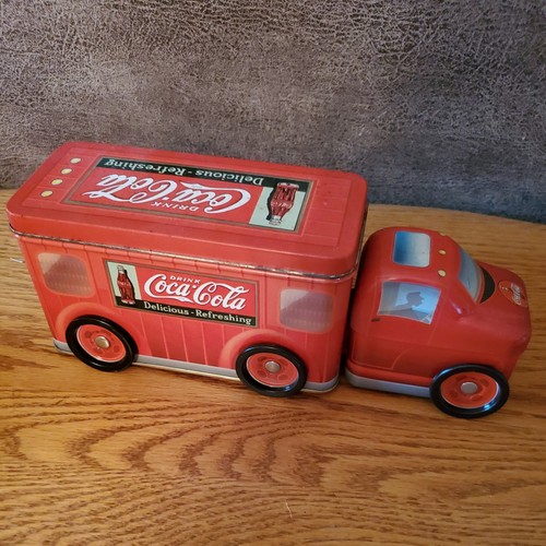 Coca Cola Red Semi Truck Tin with Wheels That Roll Collectors | eBay