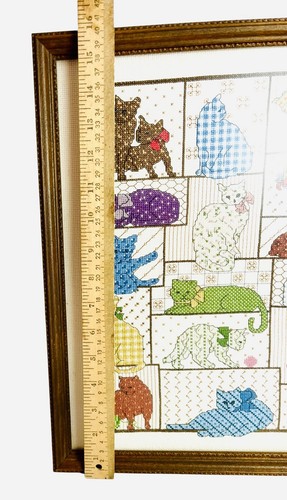 Vintage Calico Cats Needlepoint Needlework Farmhouse Cross Stitch ...