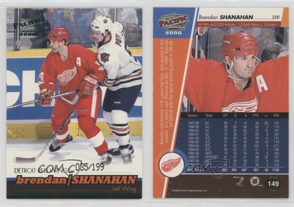 1999-00 Pacific Emerald Green 35/199 Brendan Shanahan #149 HOF 0f9 | eBay