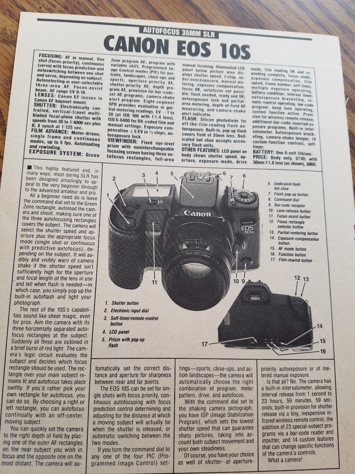 CANON EOS 10S CAMERA MAGAZINE ADVERTISEMENT PRINT AD | eBay