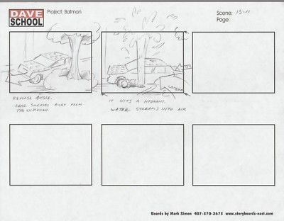 2004 LEGO BATMAN Storyboard Art by Mark Simon VF 8.0 Car Crash Scene 13 ...