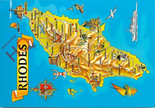 Picture Postcard, Rhodes, Map | eBay UK