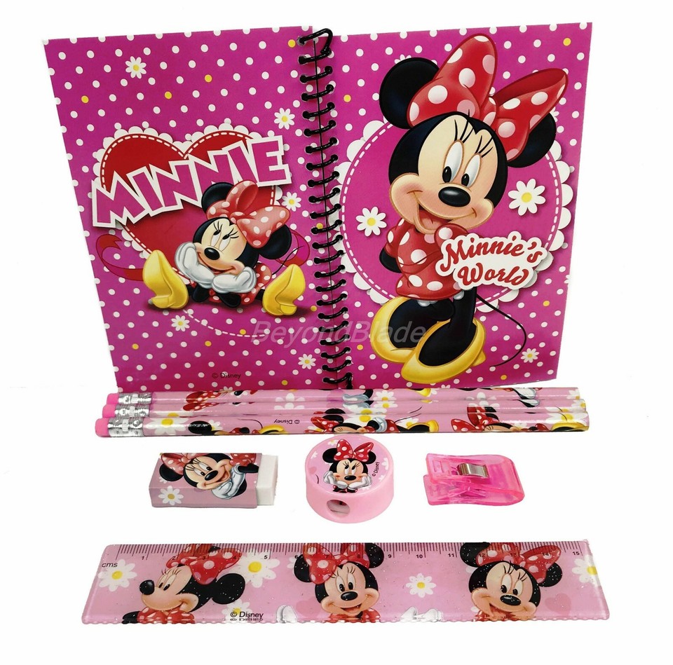 Disney Minnie Mouse Light Pink Stationary Set Pencils Ruler Eraser 8pc ...