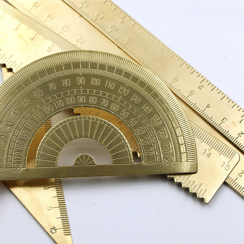 Vintage Brass Ruler DIY Template Protractor Drawing Sliding Gauge ...