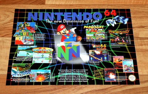 N64 Nintendo 64 Ad Flyer Mini Poster Star Fox Super Mario Kart ...