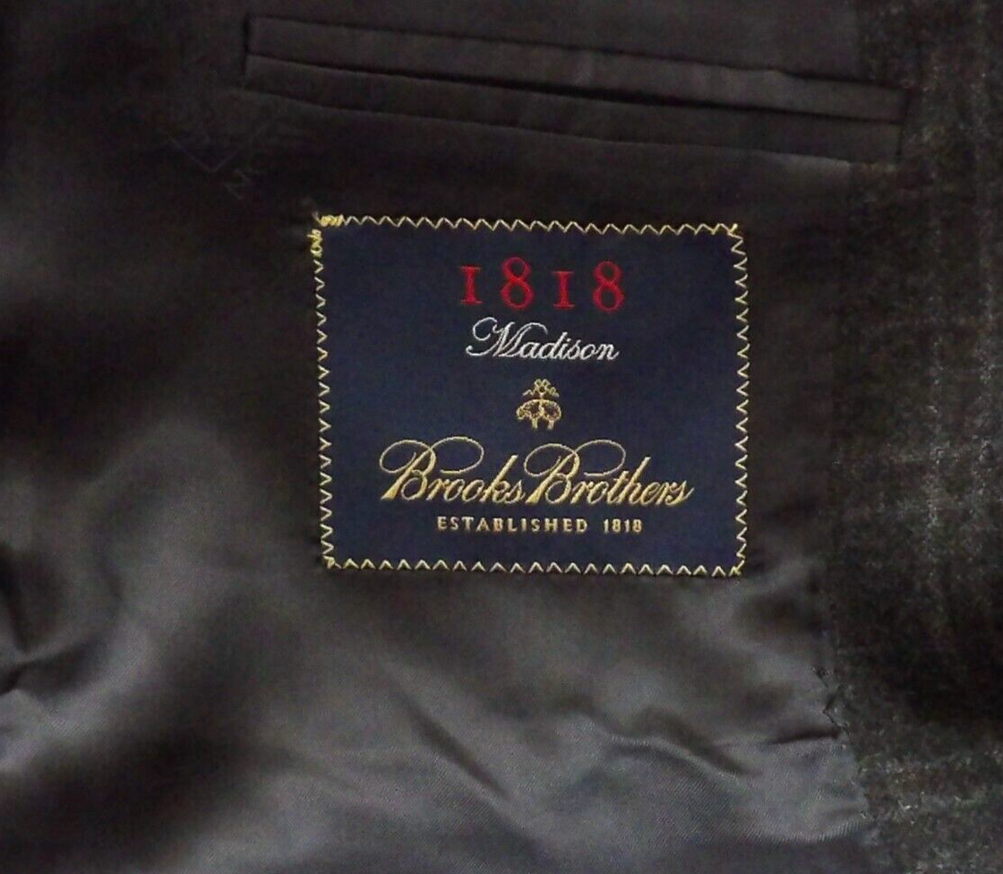 Brooks Brothers 2 btn cntr vent gray heavier wool plaid sport coat ...