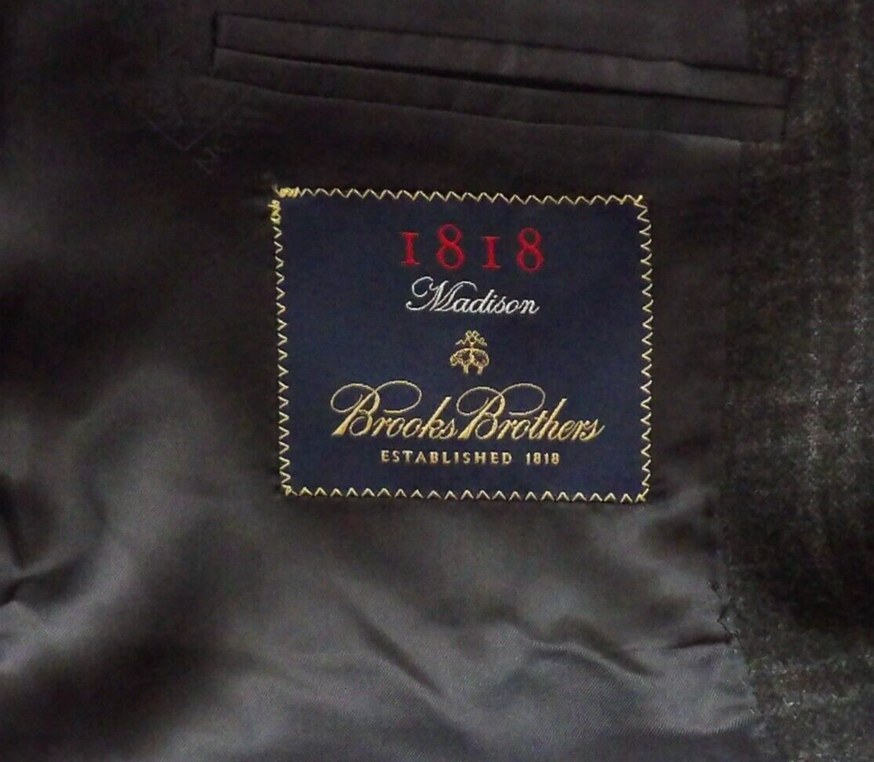 Brooks Brothers 2 button center vent gray wool plaid sport coat jacket ...