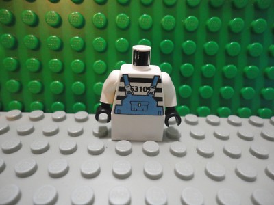 Lego mini figure 1 Jail prisoner inmate blue overall upper torso body ...