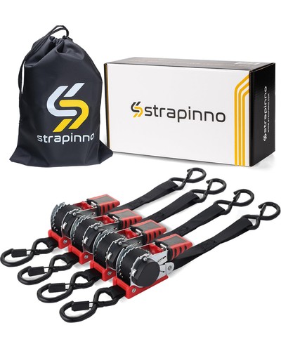Strapinno Retractable Ratchet Straps 1 in x 10 ft Secure Tie-Downs with ...