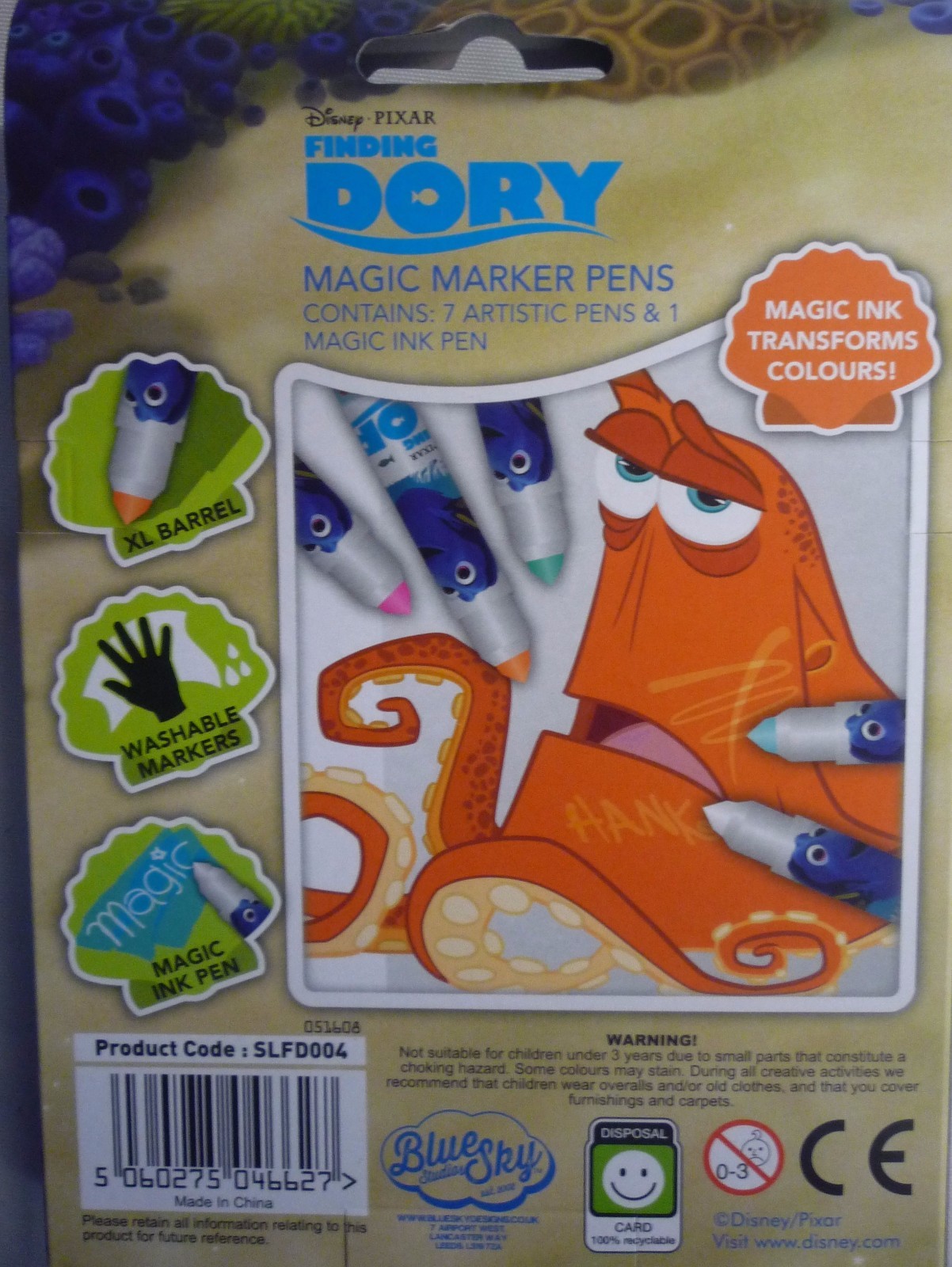 Disney Finding Dory 8 Washable Marker Pens (7 Artistic Pens + Magic ...