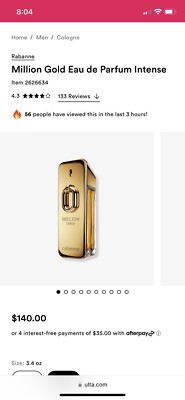 One Million Gold By Paco Rabane | eBay