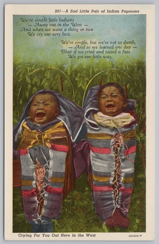 Native Americana~Sad Little Pair Of Indian Papooses~Crying Babies ...