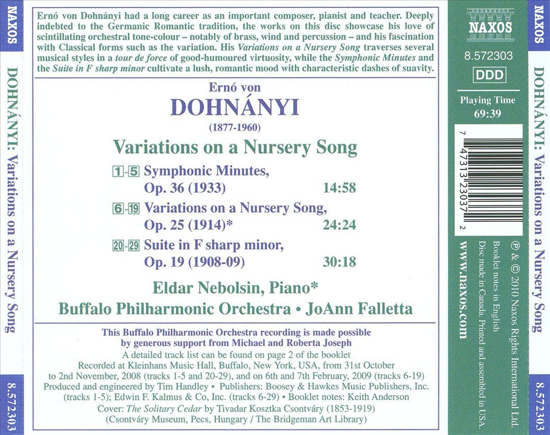 JOANN FALLETTA/BUFFALO PHILHARMONIC ORCHESTRA DOHNÁNYI: VARIATIONS ON A ...