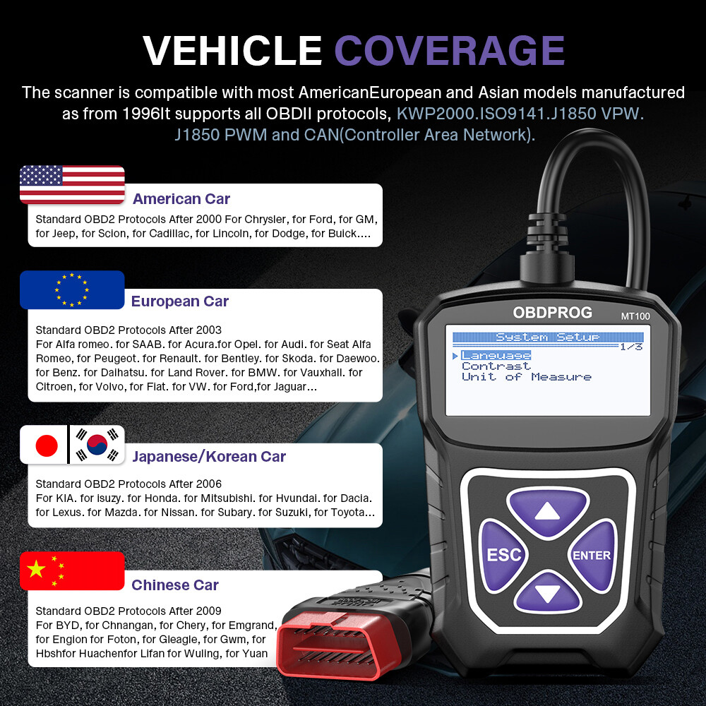 OBDPROG MT100 OBD2 Code Reader Car Check Engine Diagnostic ScanTool EOBD Scanner | eBay