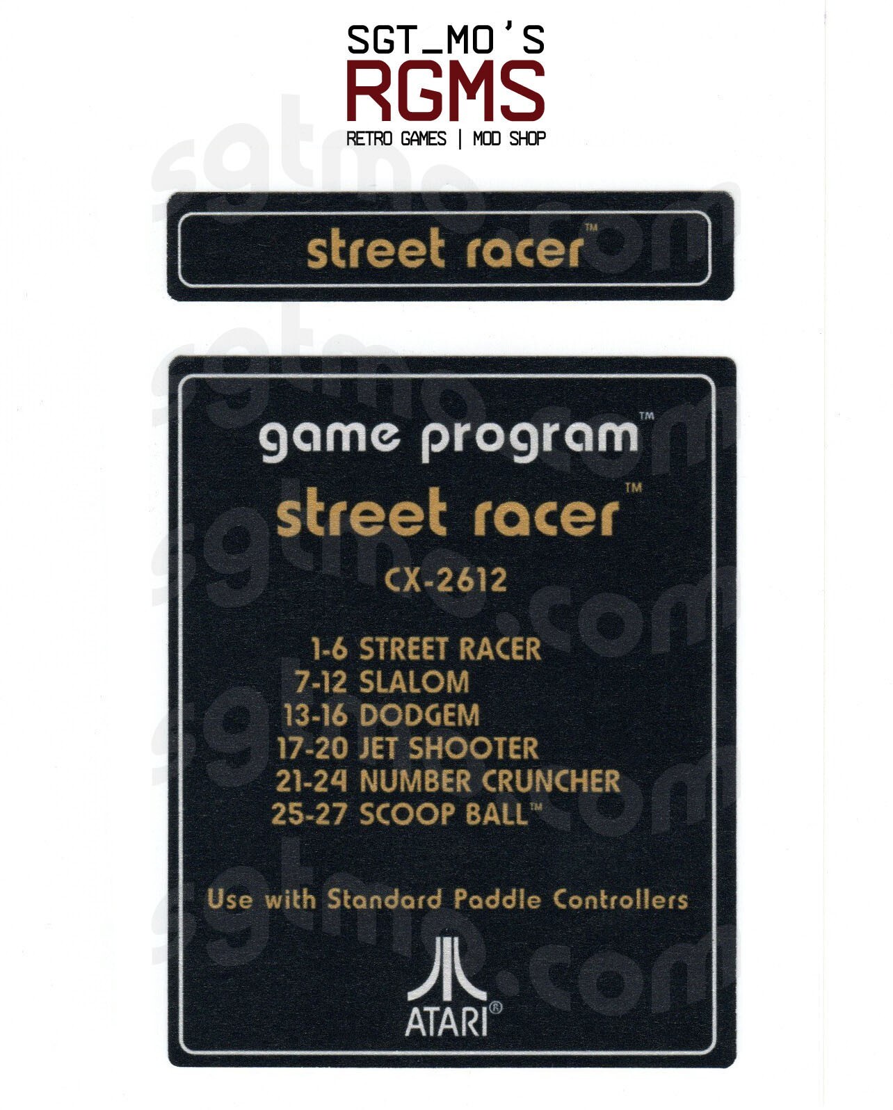 Atari 2600 Replacement Text Style Label - Street Racer [Gold] | eBay