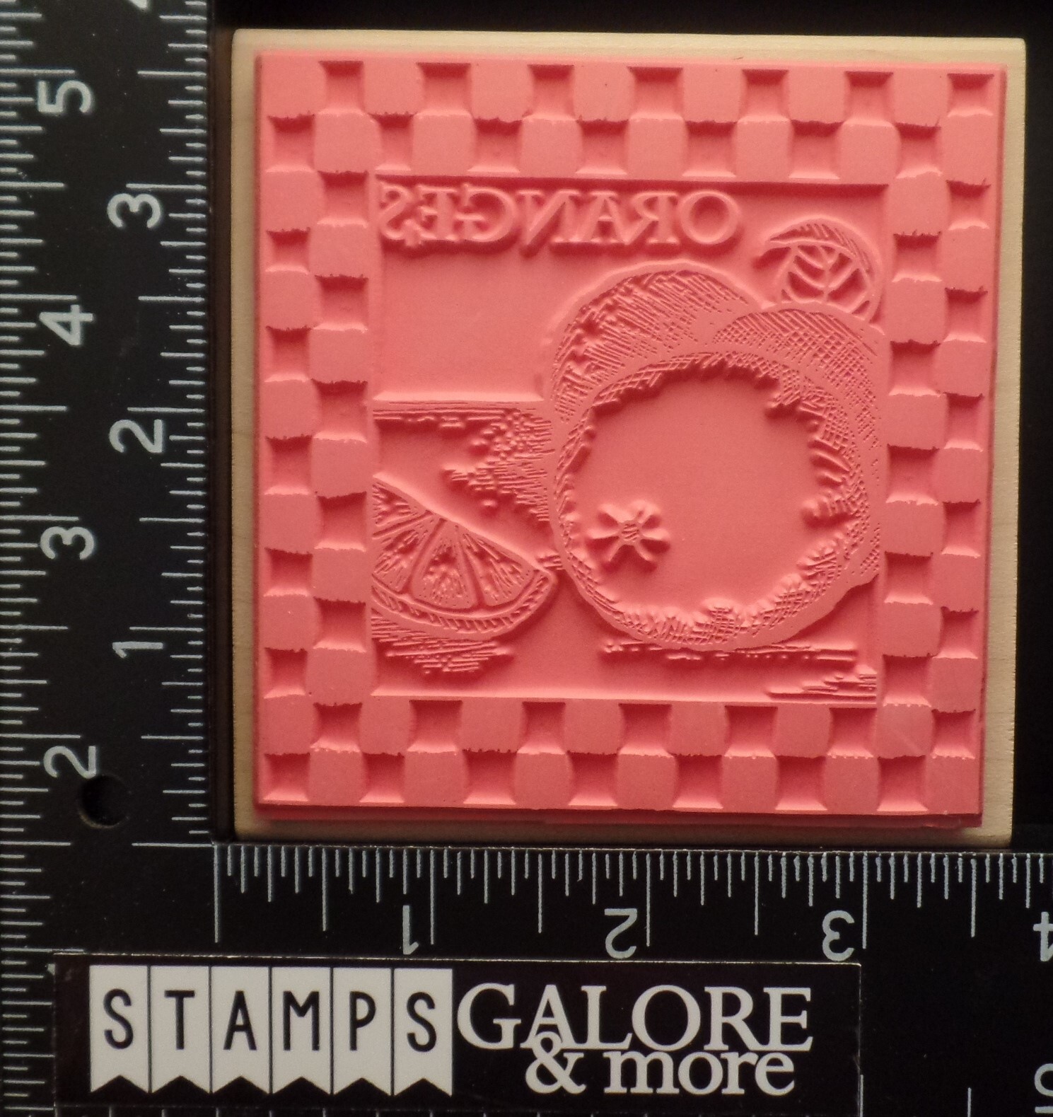 Hampton Art Rubber Stamps FRUIT ORANGES BOTANICAL CHECKER BORDER #1308 ...