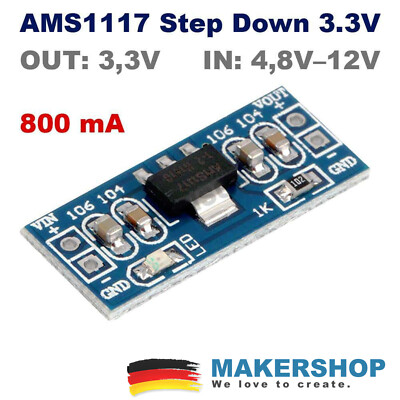 AMS1117 3,3 V Volt PCB Spannungs Versorgung Regler Step Down Arduino YP ...