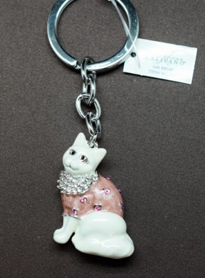 Cat Key Chain Made With Clear & Pink Swarovski Crystals | eBay