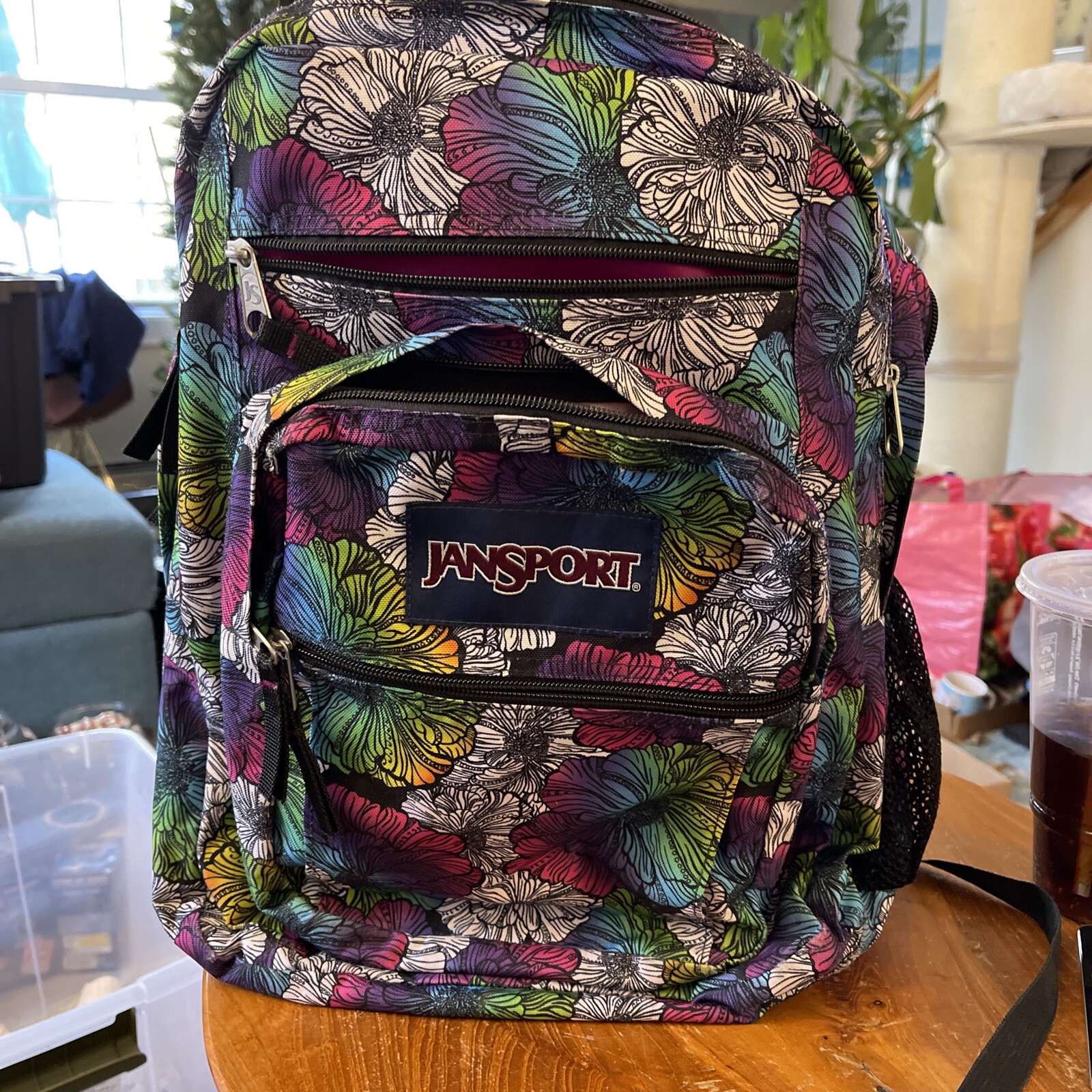 Jansport Backpack Colorful Tie Dye Flowers Daypack