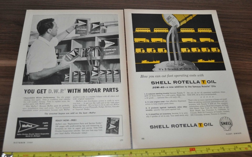 1959 Grumann Aerobilt Trailer Truck Ad Mopar Shell Rotella Oil | eBay