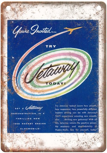 1956 Oldsmobile Jetaway Hydra Vintage Auto Ad Retro Look Metal Sign ...