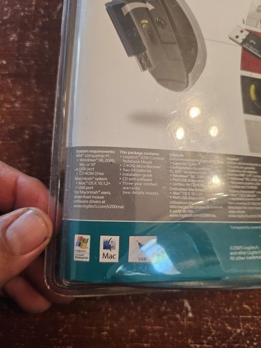 Logitech V200 Cordless Optical Notebook Mouse 3 Button - New in Package ...