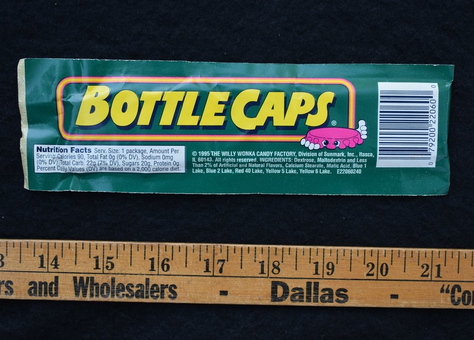 [ 1995 Willy Wonka BOTTLE CAPS Candy Wrapper - Unopened Vintage 1990s ...
