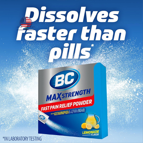 BC MAX Strength Fast Pain Relief Powder, Lemonade Flavor Aspirin 500mg ...