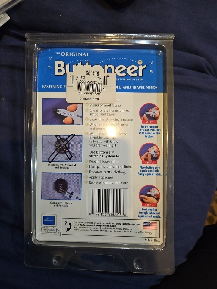 Avery Dennison The Original Buttoneer Fastening System As Seen on TV | eBay