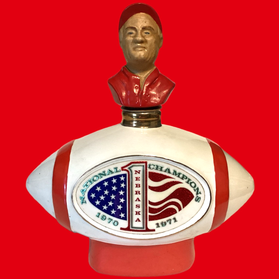 BOB DEVANEY 1970-1971 Nebraska National Champions JIM BEAM Decanter ...