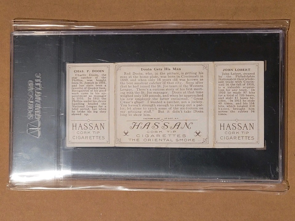 1912 T202 #54 Hassan Red Dooin / Hans Lobert SGA A Authentic Dooin Gets ...