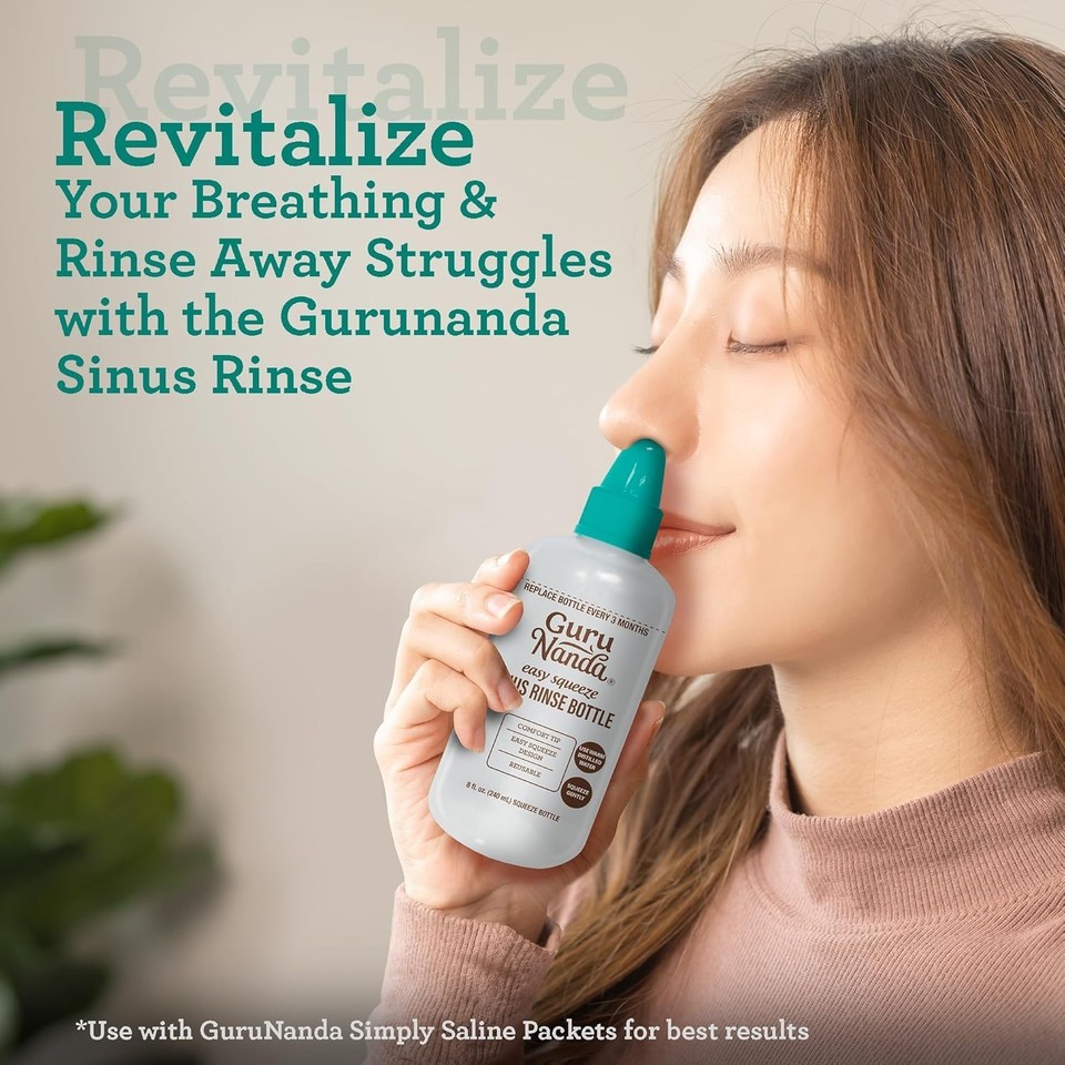 GuruNanda Sinus Rinse Bottle Easy Squeeze Comfort Tip BPA Free for ...