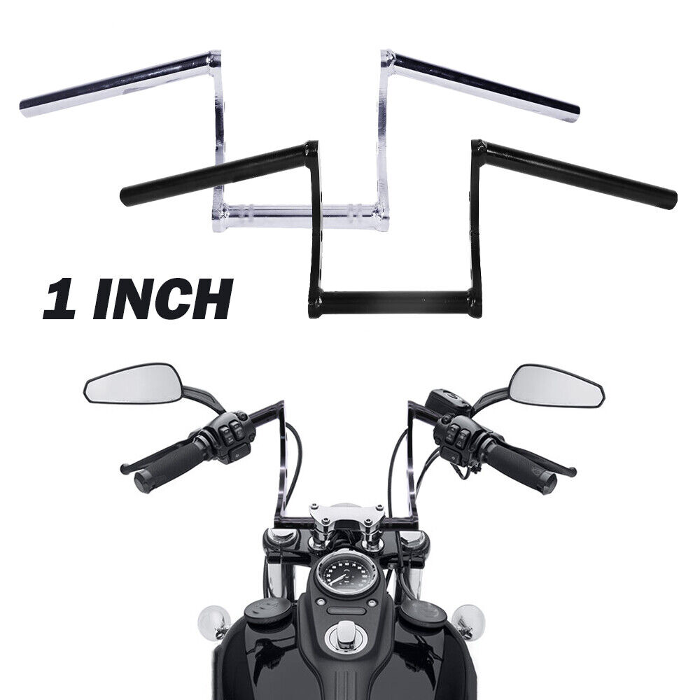 Chrome 1" Drag Handlebars Z Bars for Harley Motorcycle Cruiser Custom ...