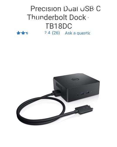 Dell TB18DC Dual Thunderbolt USB-C Dock With 240W for Precision 7530 ...