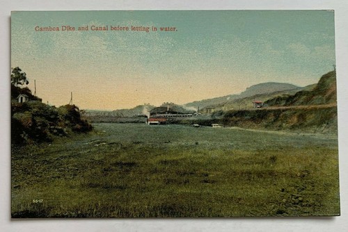 Postcard Panama Canal Zone Gamboa Dike and Canal before letting in ...
