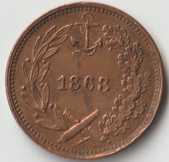 RARE 1863 Civil War Token Coin Our Little Monitor Ironclad WarShip ...