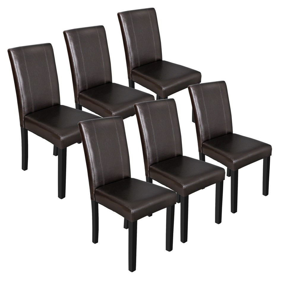 2/4/6/8 Dining Parson Chairs High Brown PU Leather Elegant Design Home ...