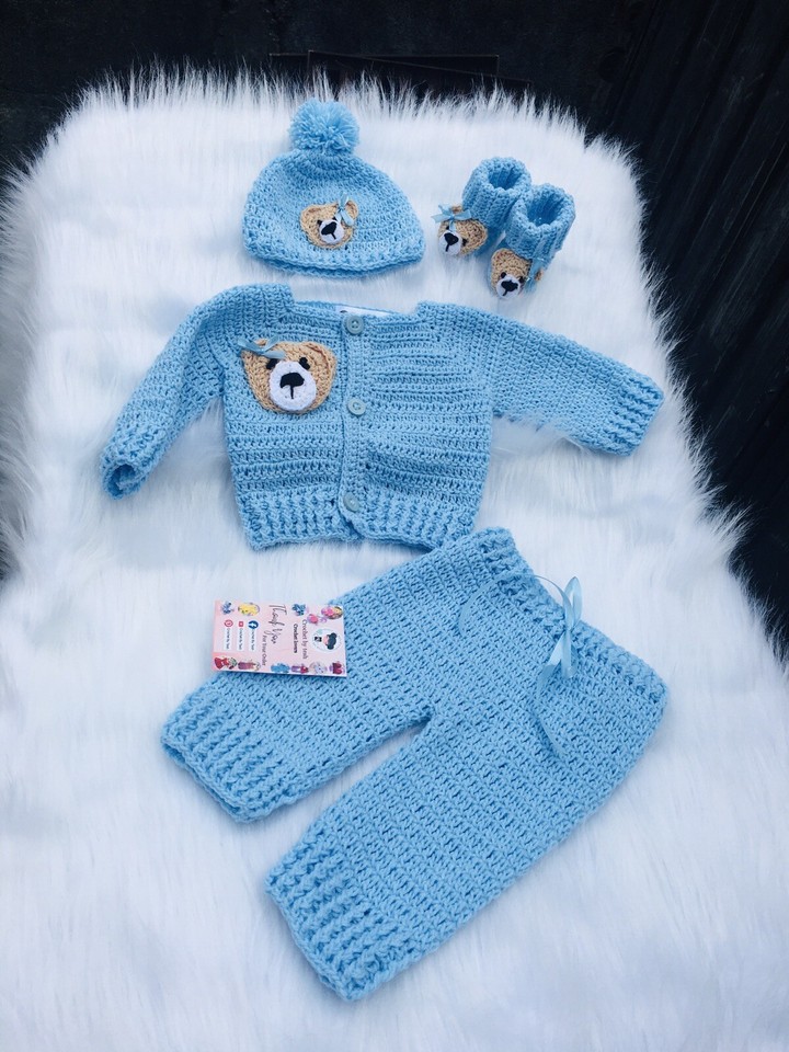 crochet newborn baby coming home outfit baby boy sweater set pant ...