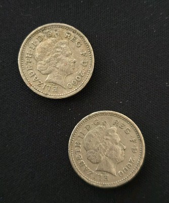 2x 2000 £1 Welsh Dragon Old Round One Pound Coin Rare Collectable ...