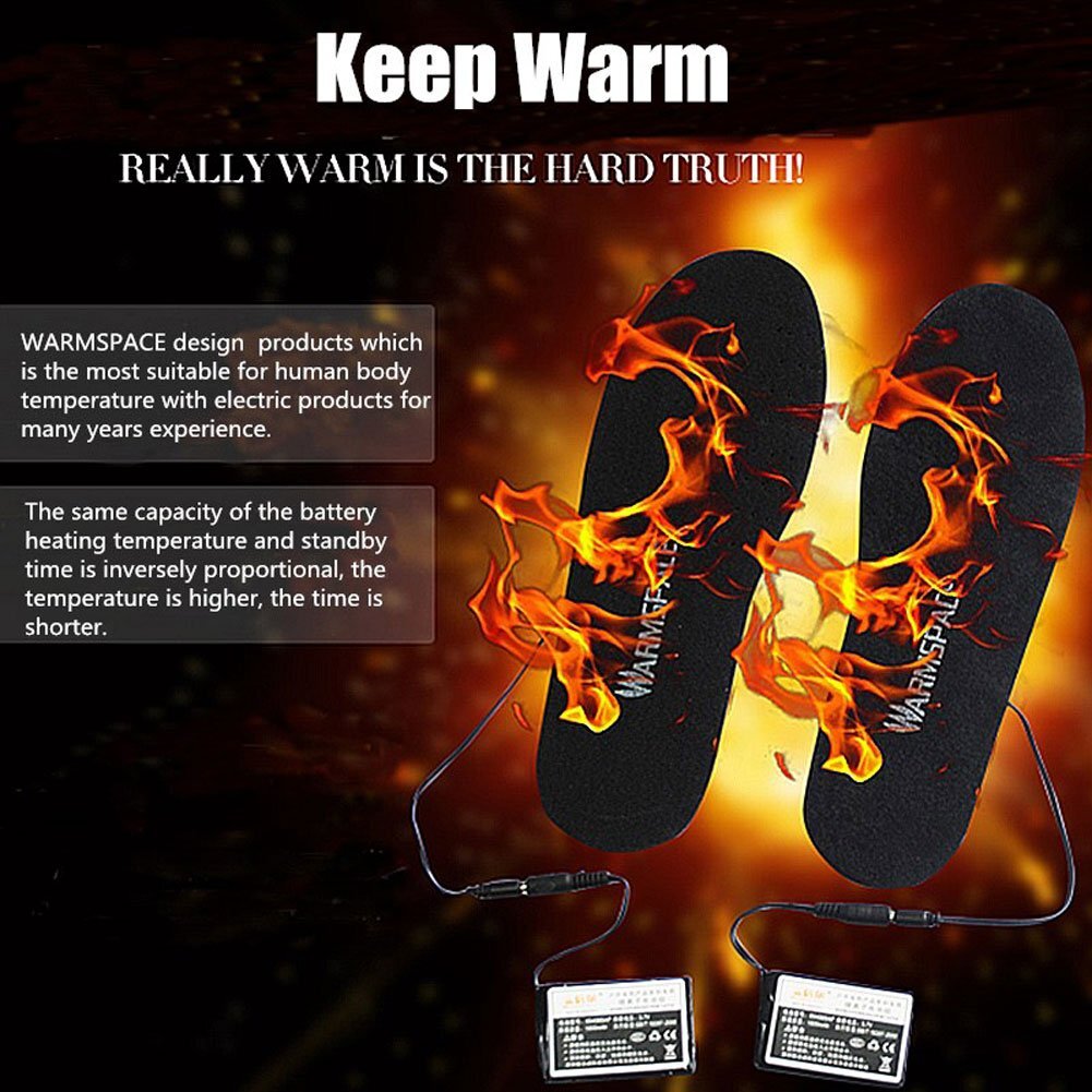 Electric Heated Shoe Insoles Foot Warmer Heater Feet Battery Warm Socks ...
