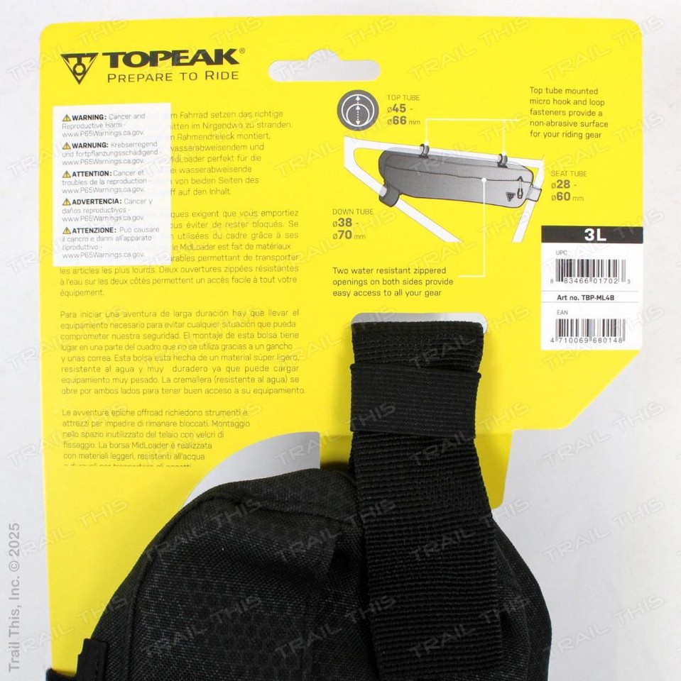 Topeak 3L Midloader Travel Gear Frame Mount Bicycle Packing Camping Bag ...