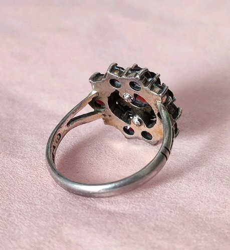 Antique ring Czech Republic silver 900 natural Bohemian Czech Garnet ...