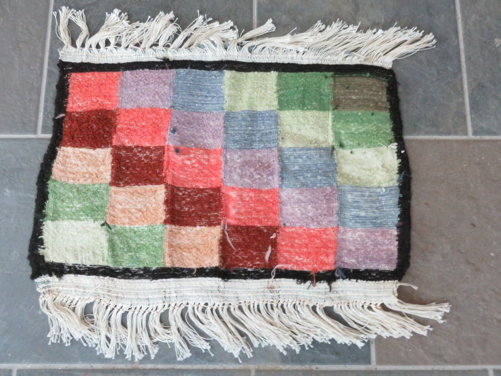 Kilim Flat Woven wool mat rug wall hanging nubby texture 15 x 22 | eBay